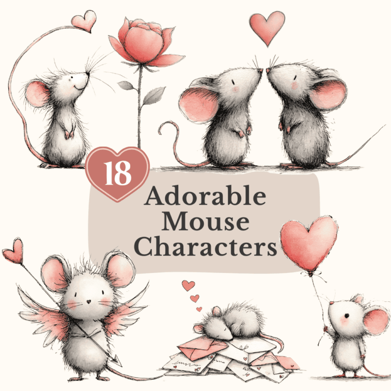 Valentine Mouse Clipart – 18 Whimsical Love Letter Mice PNGs ...