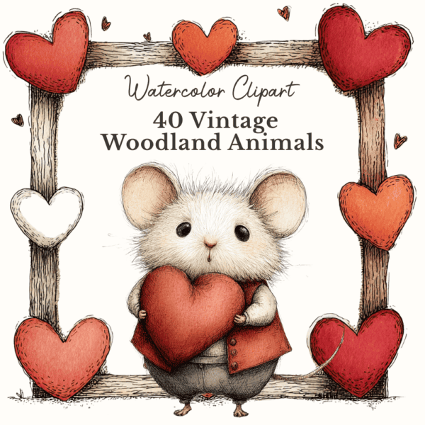 Charming Vintage Woodland Animal Clipart | Romantic Valentine ...